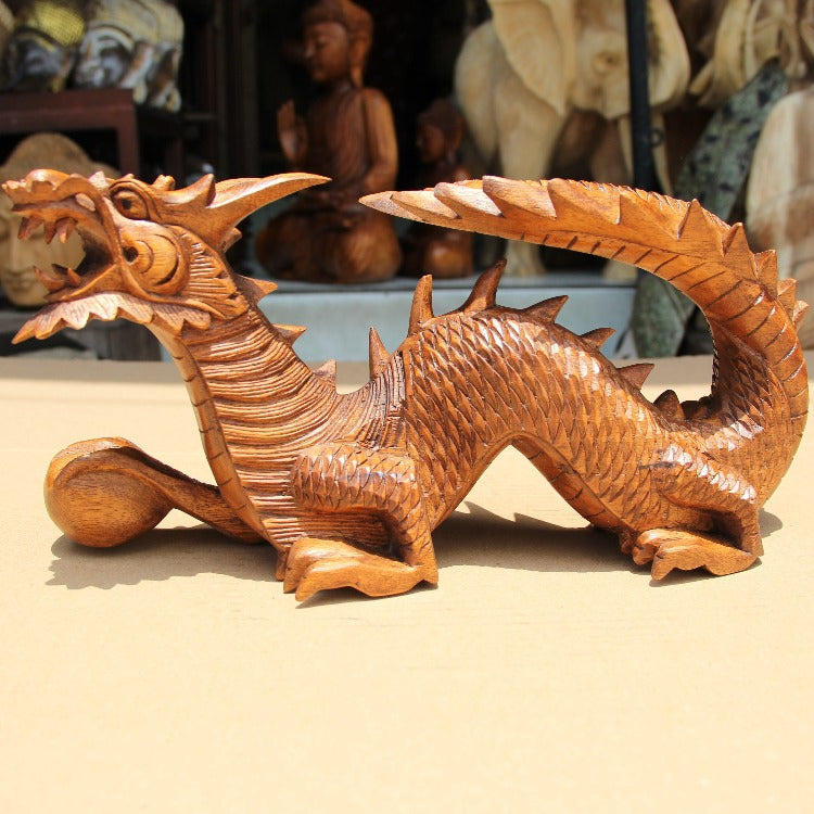 Drachen Deko | Tisch Deko | Drachen Statue | Drachen aus massiv Holz ...